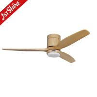 China Energy Saving 52in Flush Mount LED Ceiling Fan With Solid Wood Blades for sale