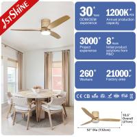 China Energy Saving 52in Flush Mount LED Ceiling Fan With Solid Wood Blades for sale