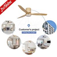 China Energy Saving 52in Flush Mount LED Ceiling Fan With Solid Wood Blades for sale