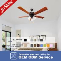 China 52 Inch 60w Noiseless Ceiling Fan 220v 5 Blades For Restaurant Living Room for sale