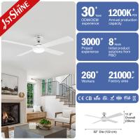 China Dc Motor 6 Speeds Remote Control White Ceiling Fan With 4 MDF Blades for sale