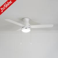 China 48 Inch Modern White Ceiling Fan With Light Pull Chain Ac Motor 3 Speed Choice for sale