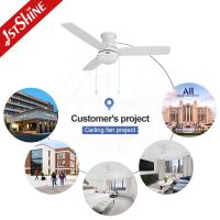 China 48 Inch Modern White Ceiling Fan With Light Pull Chain Ac Motor 3 Speed Choice for sale