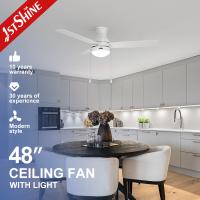 China 48 Inch Modern White Ceiling Fan With Light Pull Chain Ac Motor 3 Speed Choice for sale