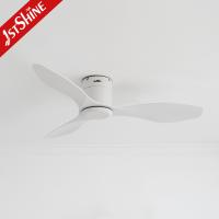 China Plastic Ceiling Fan 48 Inch White ABS Blades Flush Mount LED Ceiling Fan With Dimmable Lighting for sale