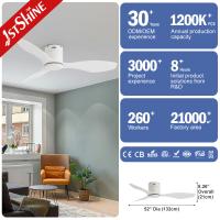 China Plastic Ceiling Fan 48 Inch White ABS Blades Flush Mount LED Ceiling Fan With Dimmable Lighting for sale
