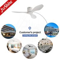 China Plastic Ceiling Fan 48 Inch White ABS Blades Flush Mount LED Ceiling Fan With Dimmable Lighting for sale