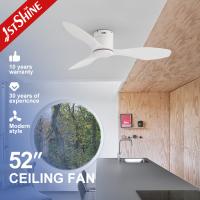 China Plastic Ceiling Fan 48 Inch White ABS Blades Flush Mount LED Ceiling Fan With Dimmable Lighting for sale