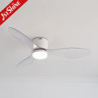 China Living Room Flush Mount Ceiling Fan with ABS Blades Smart Control and 3 Color LED Light for sale