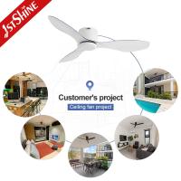 China Living Room Flush Mount Ceiling Fan with ABS Blades Smart Control and 3 Color LED Light for sale