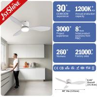 China Living Room Flush Mount Ceiling Fan with ABS Blades Smart Control and 3 Color LED Light for sale