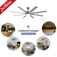China 64 Inches Brush Nickel Ceiling Fan with Dimmable Light High Speed and Downrod Mounting for sale
