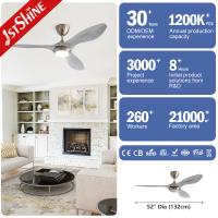 China Modern Sleek Silver Blade Design Ceiling Fan with 6-Speed Remote Control and Dimmable LED Light for sale