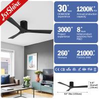 China DC Motor 3-Blade Wooden Ceiling Fan with Remote Control in Modern Black Finish for sale