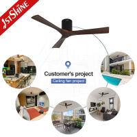China Walnut Wooden Ceiling Fan With Remote Control Energy-Saving High Speed for sale
