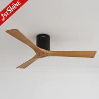 China Solid Wood Blade Black Finish Flush Mount Decorative Ceiling Fan with Lower Noise and Remote Control Switch Type for sale