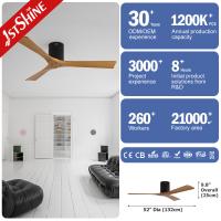 China Solid Wood Blade Black Finish Flush Mount Decorative Ceiling Fan with Lower Noise and Remote Control Switch Type for sale