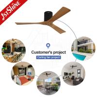 China Solid Wood Blade Black Finish Flush Mount Decorative Ceiling Fan with Lower Noise and Remote Control Switch Type for sale