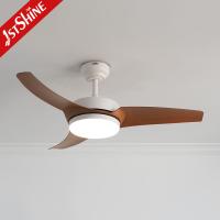 China Modern 42-Inch Ceiling Fan with 3-Color LED Light and Wood-Grain Blades for sale