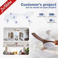 China Modern 42-Inch Ceiling Fan with 3-Color LED Light and Wood-Grain Blades for sale