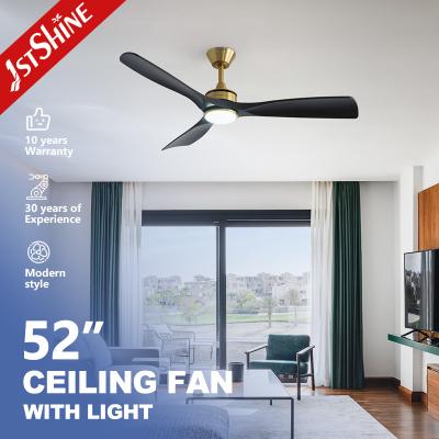 China 52-Inch Modern LED Ceiling Fan with DC Motor Black ABS Blades Included for sale