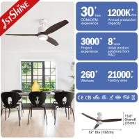 China 52 Inches Solid Wood Ceiling Fan with LED Light and Remote Control for Quiet High Speed Performance for sale