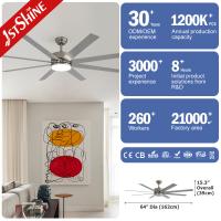 China 64 Inches Brush Nickel Ceiling Fan with Dimmable Light High Speed and Downrod Mounting for sale