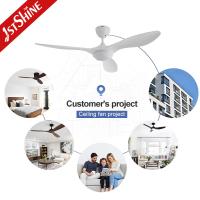 China 52 Inch White Ceiling Fan With Dimmable LED Light And Remote Control DC Motor for sale