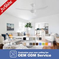 China 52 Inch White Ceiling Fan With Dimmable LED Light And Remote Control DC Motor for sale