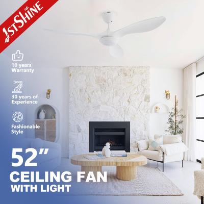 China 52 Inch White Ceiling Fan With Dimmable LED Light And Remote Control DC Motor for sale