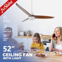 China 52 Inches Wood Ceiling Fan With Light Reversible Dc Motor Smart Remote Control for sale