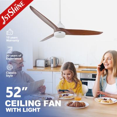 China 52 Inches Wood Ceiling Fan With Light Reversible Dc Motor Smart Remote Control for sale