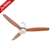 China Indoor Solid Wood Blades Flush 52 Inch Ceiling Fan With Light And Remote for sale