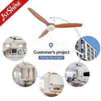 China Indoor Solid Wood Blades Flush 52 Inch Ceiling Fan With Light And Remote for sale