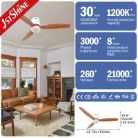China Indoor Solid Wood Blades Flush 52 Inch Ceiling Fan With Light And Remote for sale