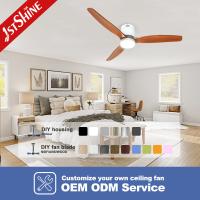 China Indoor Solid Wood Blades Flush 52 Inch Ceiling Fan With Light And Remote for sale