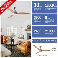 China 52in solid wood Remote Control Smart App Control Wifi led Ceiling Fan With Light for sale