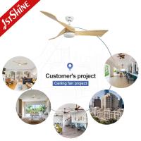 China 230V Solid Wood Blades 3 Color LED Dimmable Ceiling Fan With Remote Control for sale