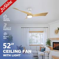China 230V Solid Wood Blades 3 Color LED Dimmable Ceiling Fan With Remote Control for sale