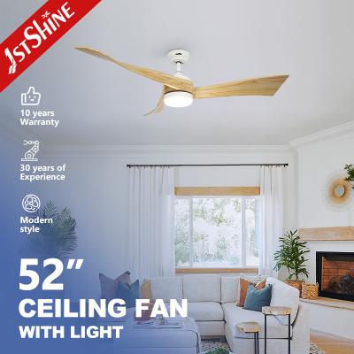 China 230V Solid Wood Blades 3 Color LED Dimmable Ceiling Fan With Remote Control for sale