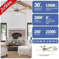 China 52 Inch Dimmable 3 Color Light Ceiling Fan With Light Indoor Plywood Blade for sale