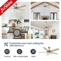 China 52 Inch Dimmable 3 Color Light Ceiling Fan With Light Indoor Plywood Blade for sale