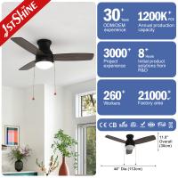 China Home 44 Inch Ceiling Fan with Light and Pull Chain Switch 45W AC Motor for sale