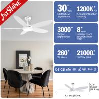 China DC Motor 5 ABS Blades Ceiling Fan , White 3 Color Led Light Decorative Ceiling Fan for sale