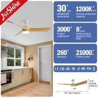 China 230V Plastic Blades 3 Color LED Dimmable Ceiling Fan With Remote Control for sale