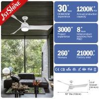 China Plastic Blades 3 Color LED Dimmable Ceiling Fan With Remote Control 38W 230V/50HZ for sale