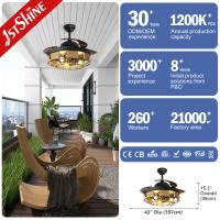 China 42 Inch Black Retractable Ceiling Fan With Light Remote Control for sale