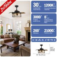 China 36 Inch Indoor Steel Cage E27*3 Bulb LED Invisible Ceiling Fan With Retractable Blade for sale