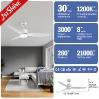 China 52-Inch Modern Plastic Ceiling Fan with 3-Color LED Light and Quiet DC Motor for sale