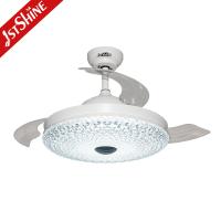 China 42-Inch Retractable Ceiling Fan Light with 3-Color LED and Energy-Efficient DC Motor for sale